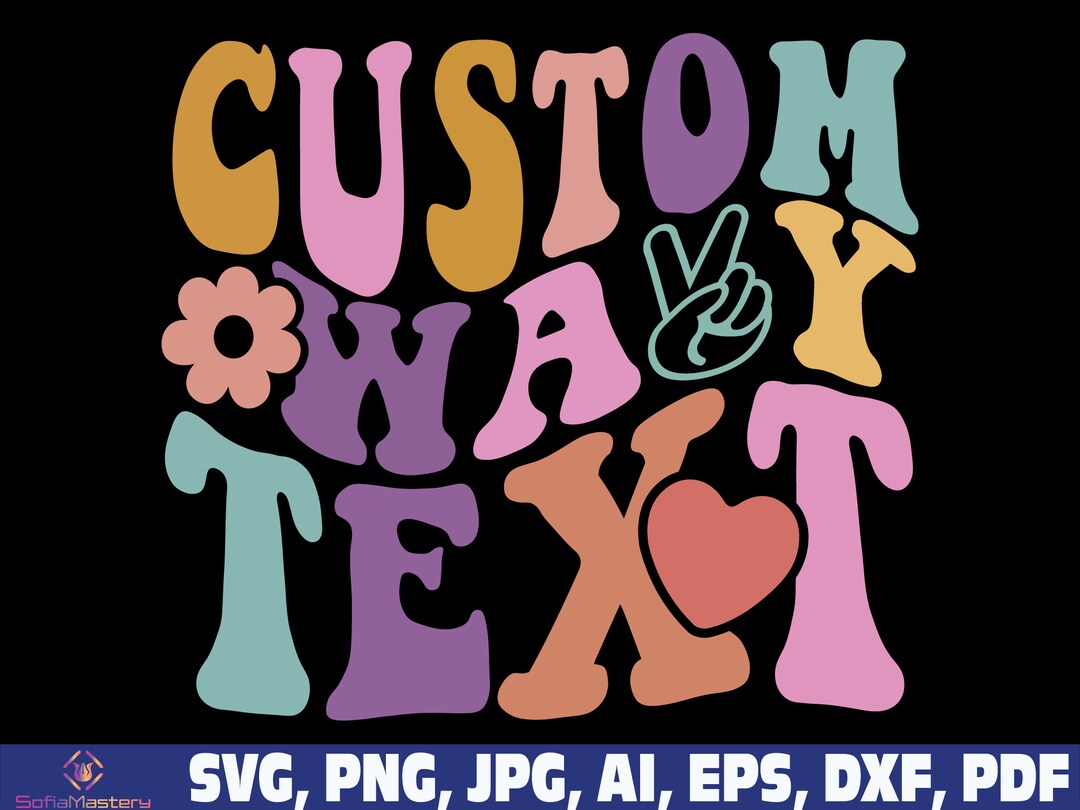 Custom Wavy Png, Custom Wavy Stacked SVG, Custom Wavy Letters SVG, Customized Retro Wavy Text ...