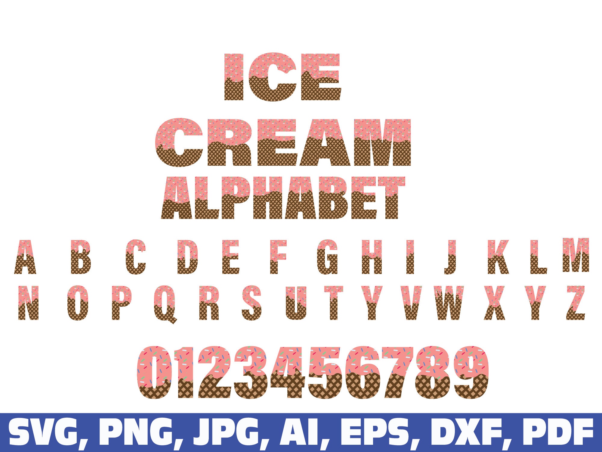 Ice cream alphabet svg summer alphabet letters font ice cream | Etsy