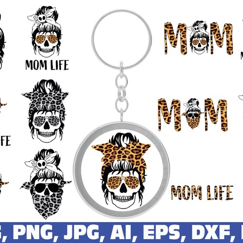 Mom Life Keychain SVG Round Keychain SVG Keychain Pattern | Etsy