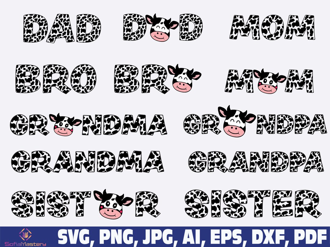 Cow Family Svg Png Cow Print Svg Png Cow Dad Brother Sister - Etsy Canada