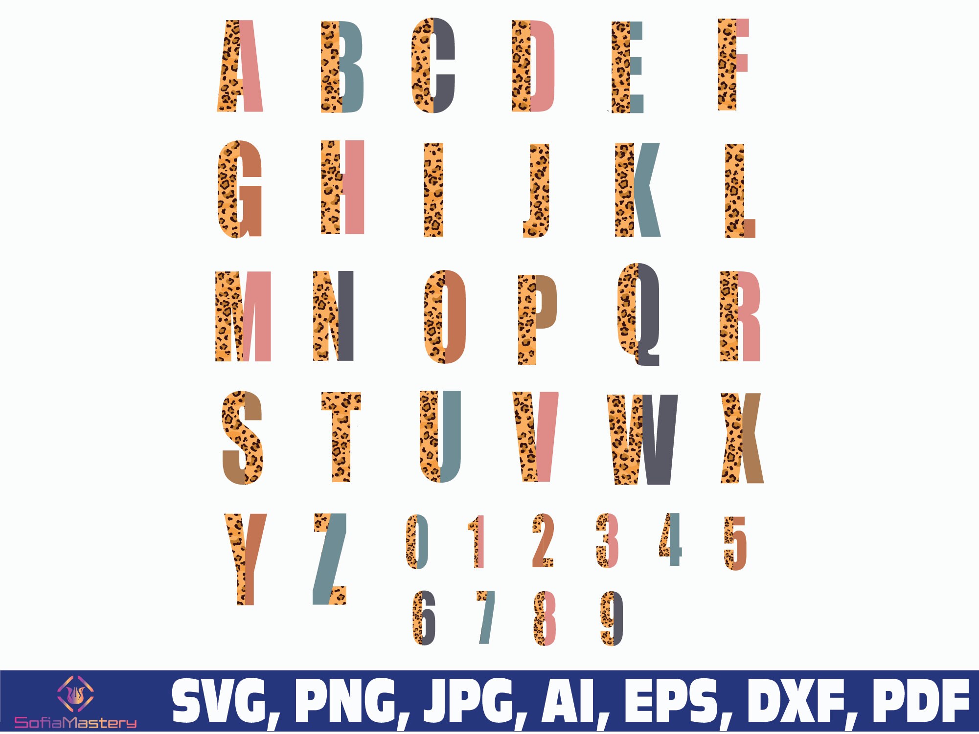 Half Leopard Font Svg Leopard Cheetah Half Print Font Letters - Etsy ...