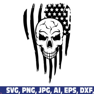 USA Skull Flag Tattered Distressed Svg Png, Flag Svg, Us Flag Svg ...
