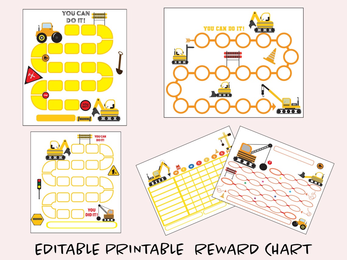 Editable Construction Reward Chart Printable Reward Chart - Etsy