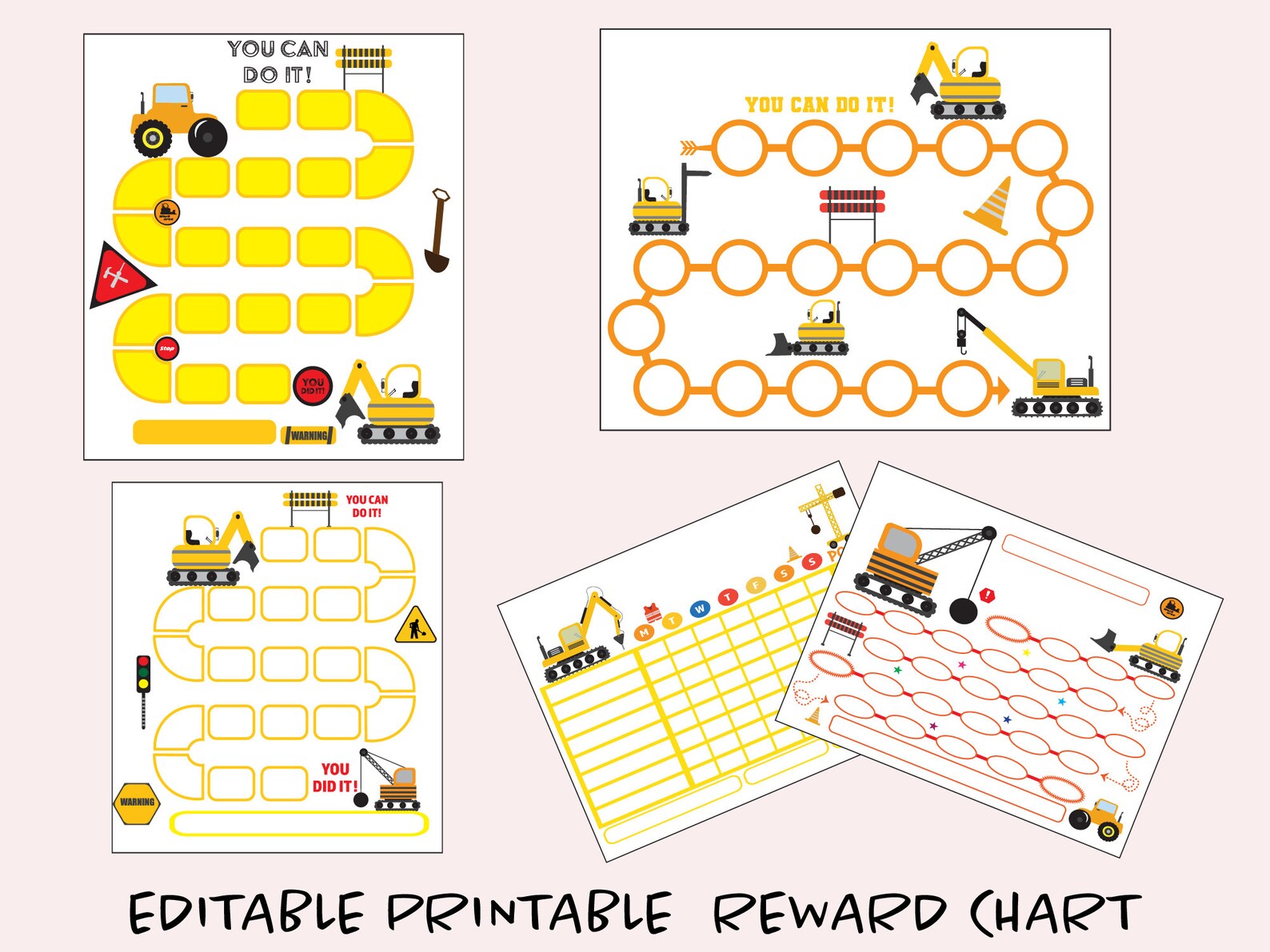 Editable Construction Reward Chart Printable Reward Chart - Etsy