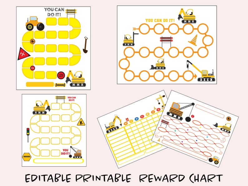 Editable Construction Reward Chart Printable Reward Chart - Etsy
