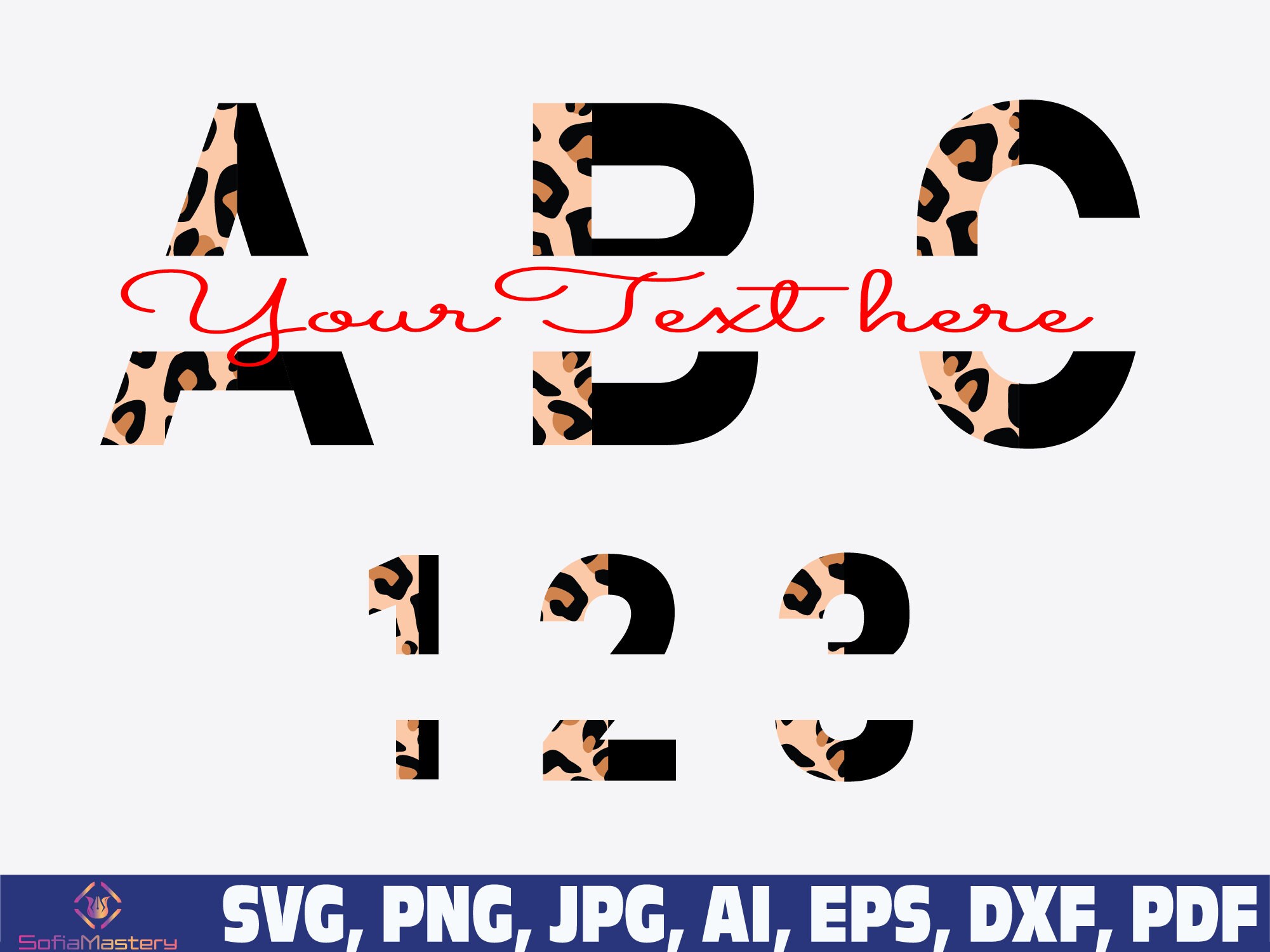 Half Leopard Font Svg Leopard Cheetah Half Print Font Letters - Etsy