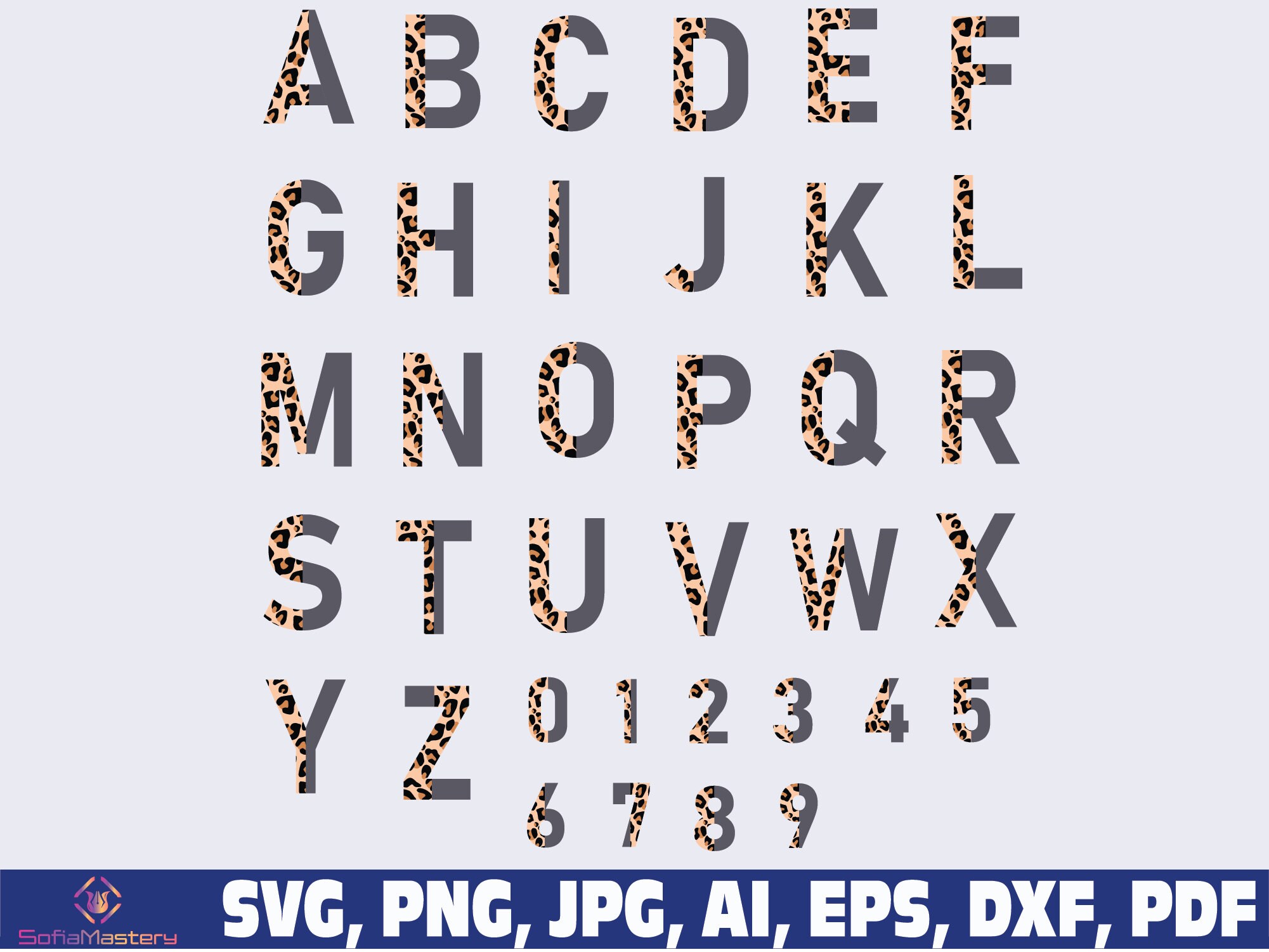 Half Leopard Font Svg Leopard Cheetah Half Print Font Letters - Etsy ...