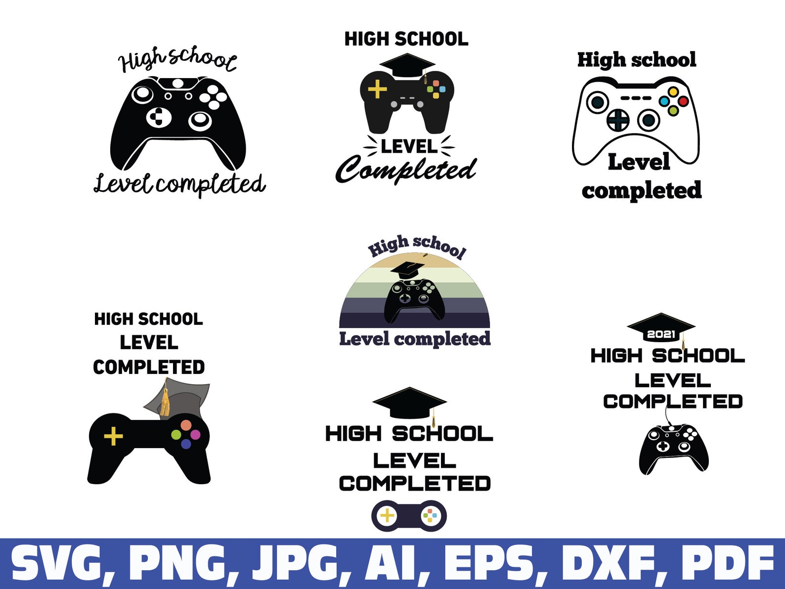 High School Level Complete Svg gamer Graduation svg | Etsy