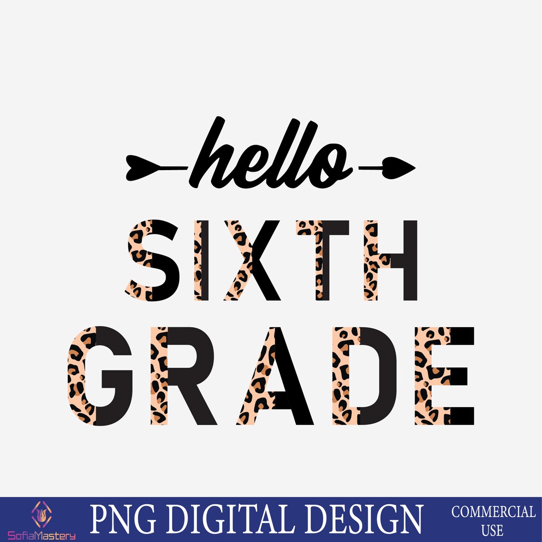 Hello Sixth Grade Png, Hello 6th Grade Png, Half Leopard Cheetah Print ...