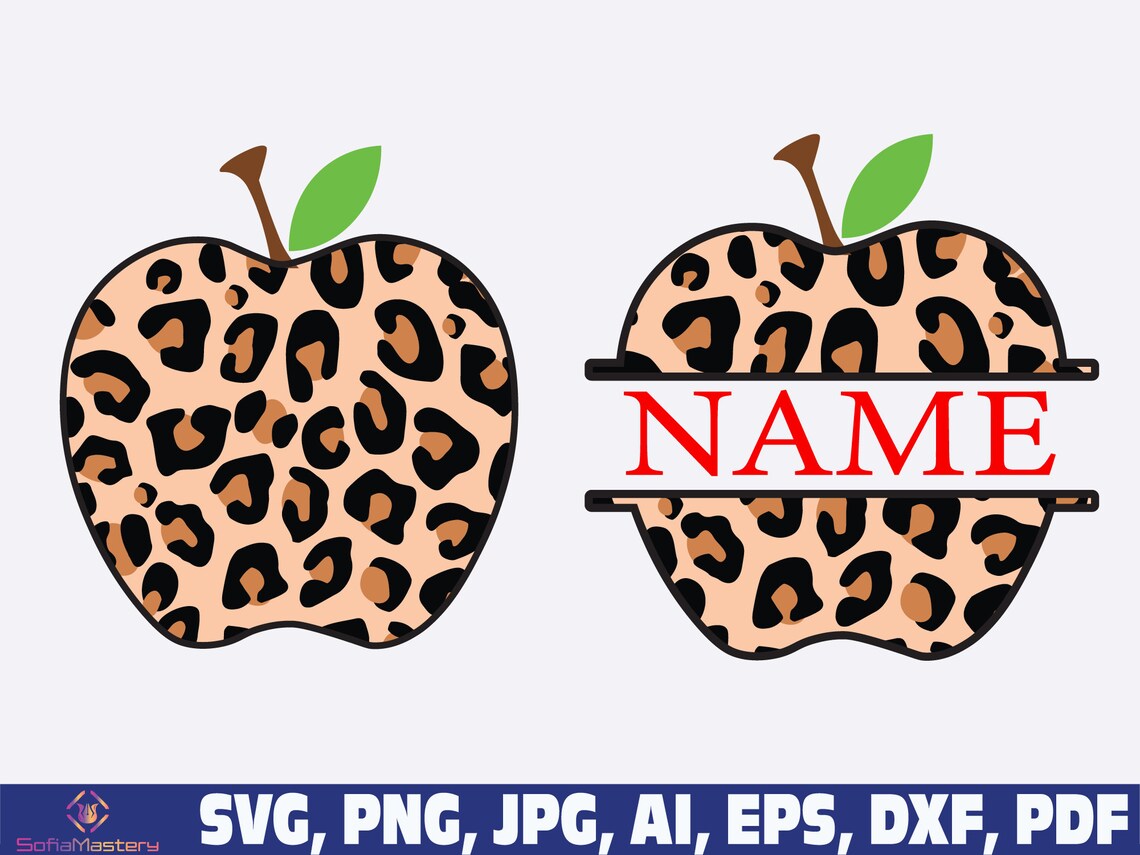 Apple Split Monogram Svg Apple Svg Teacher Svg School Svg | Etsy