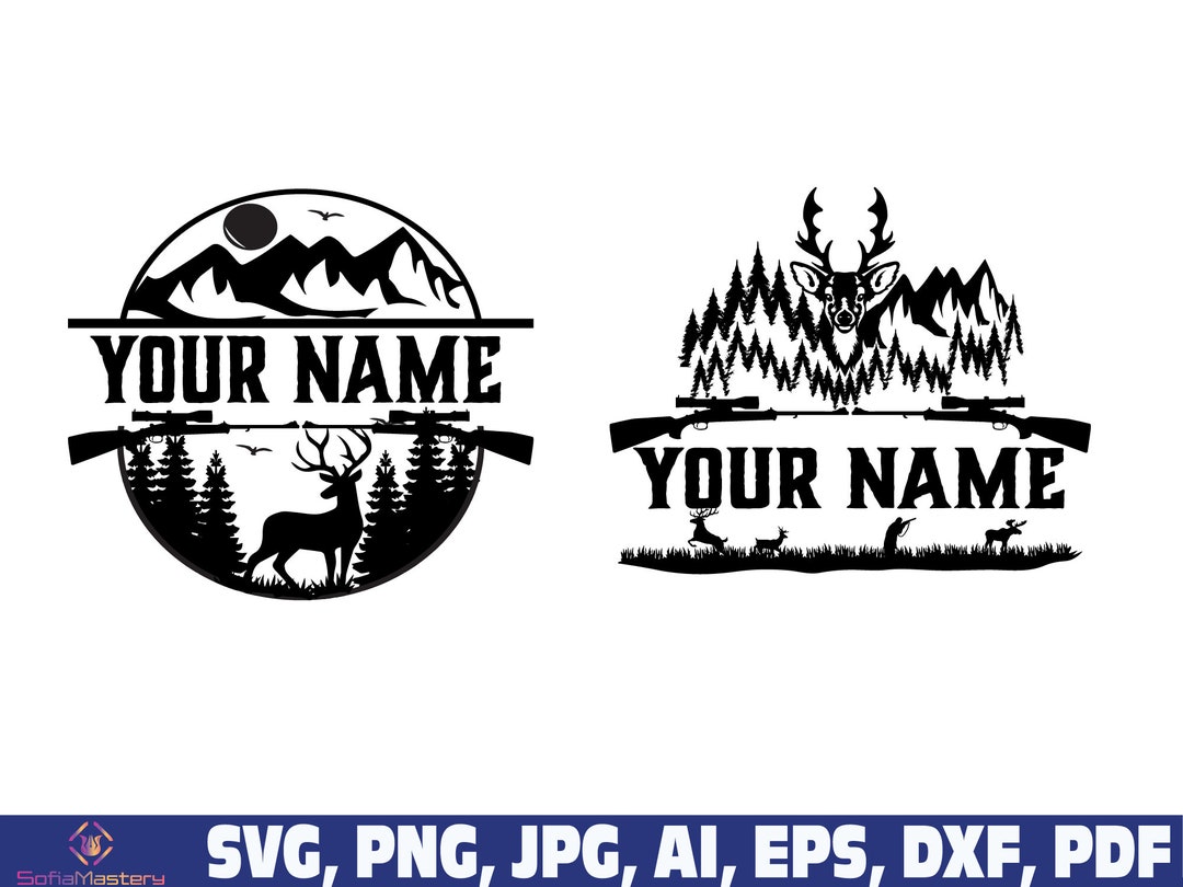 Deer Hunting Name Frame Sign SVG Png Dxf, Hunter Svg, Hunting Svg, Deer ...