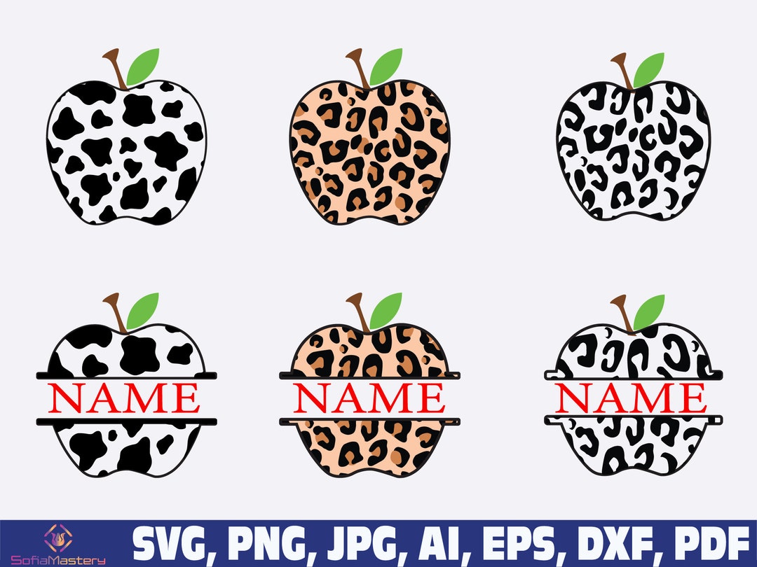 Apple Split Monogram Svg Apple Svg Teacher Svg School Svg - Etsy