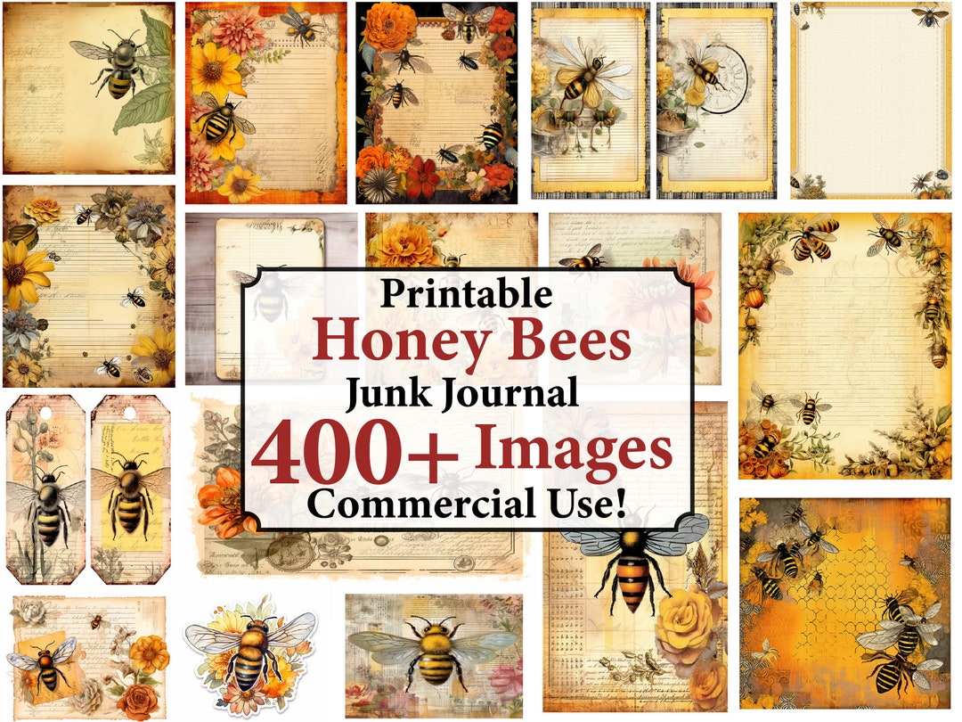 Vintage Honey Bees Junk Journal Kit, Labels Ephemera Paperwork Tickets ...