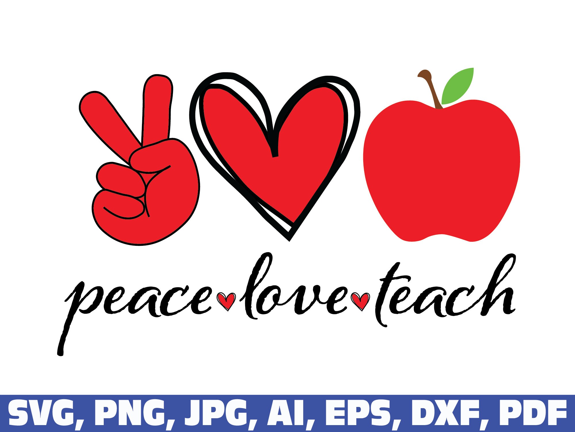 Peace love teach svg png teacher svg school svg teach love | Etsy