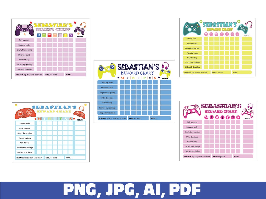 Video Game Reward Chart, Video Game Kids Chore Chart PDF, Kids Video ...