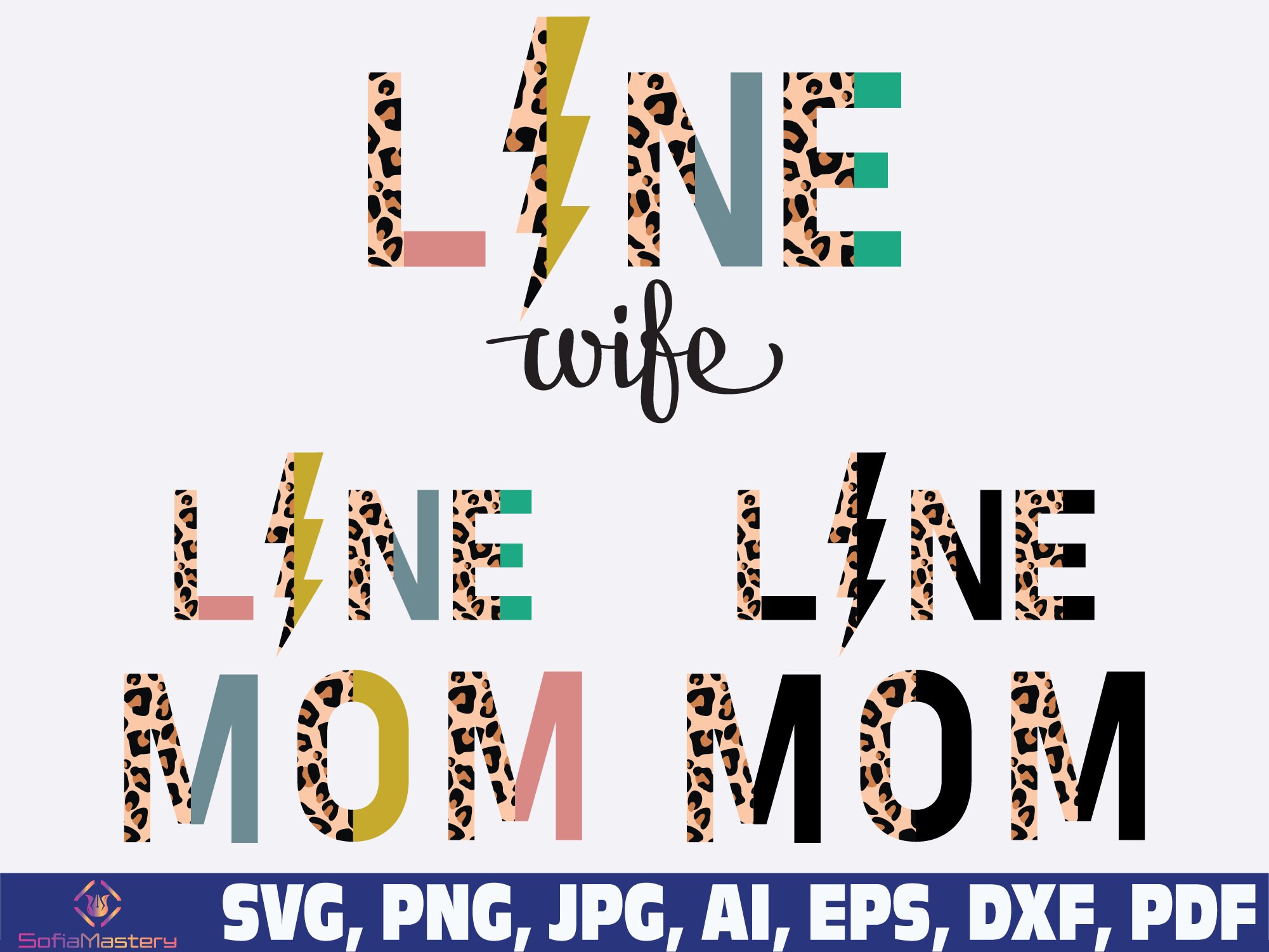 Art & Collectibles Digital Prints Prints line mom half leopard svg png ...