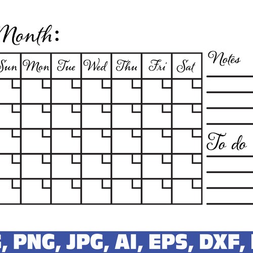 Calendar SVG File - Etsy