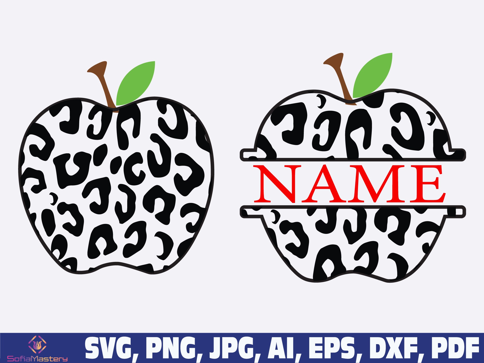 Apple Split Monogram Svg Apple Svg Teacher Svg School Svg | Etsy