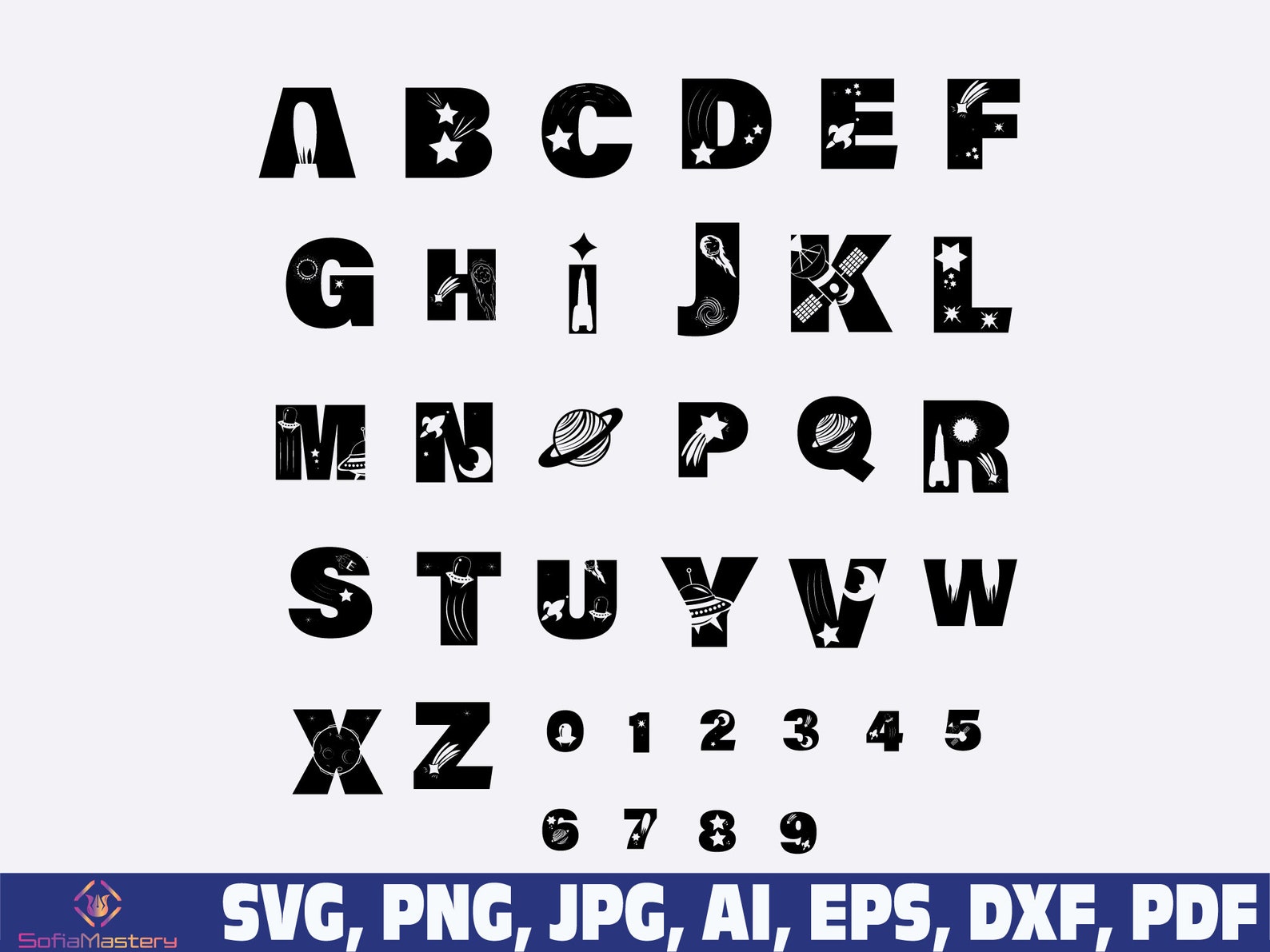 Space Alphabet Svg Alphabet Space Letters Fonts Svg Png - Etsy