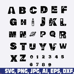 Space Alphabet Svg Alphabet Space Letters Fonts Svg Png - Etsy