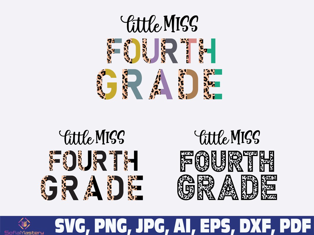 Little Miss 4. Klasse SVG png, Little Miss 4th Grade SVG png, half ...
