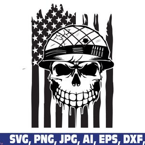 USA Skull Flag Tattered Distressed Svg Png, Flag Svg, Us Flag Svg ...