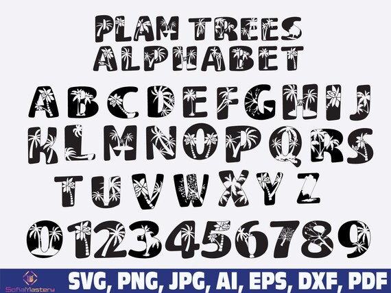 Palm Tree Font Alphabet Letters Palm Trees Svg Summer Svg - Etsy