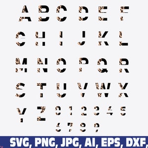 Half Leopard Font Svg Leopard Cheetah Half Print Font Letters - Etsy