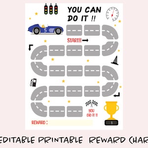 Editable Race Car Games Reward Chart, Printable Reward Chart, Chore ...