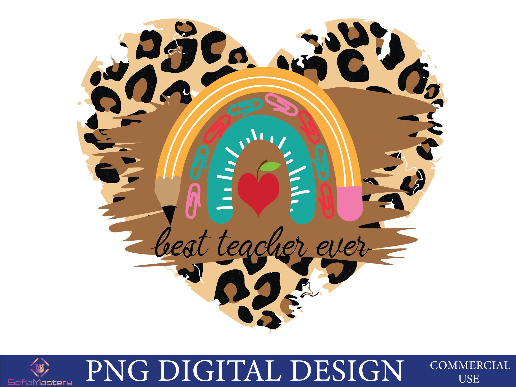 Teacher Rainbow Leopard Cheetah Print Png Teacher Rainbow | Etsy