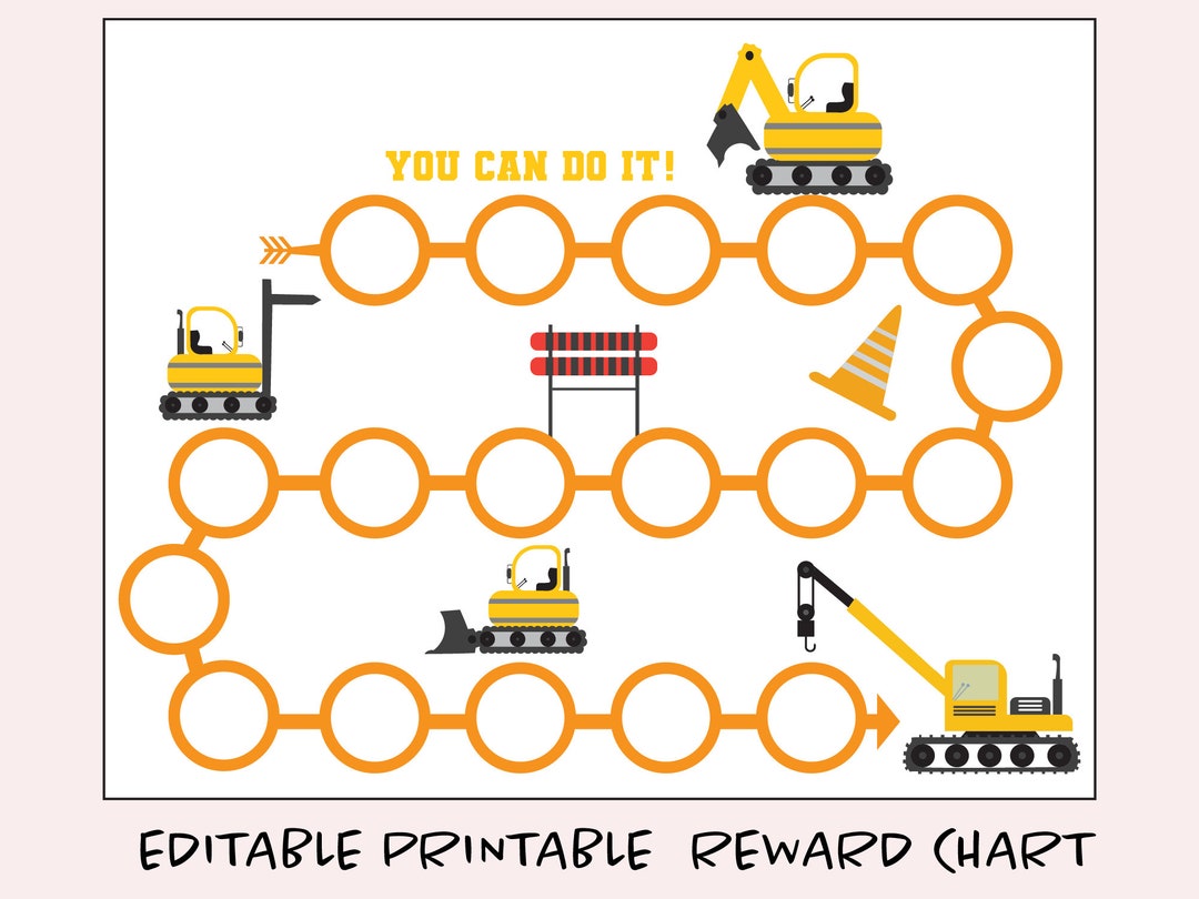 Editable Construction Reward Chart, Printable Reward Chart, Chore Chart ...