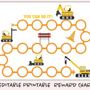 Editable Construction Reward Chart, Printable Reward Chart, Chore Chart ...