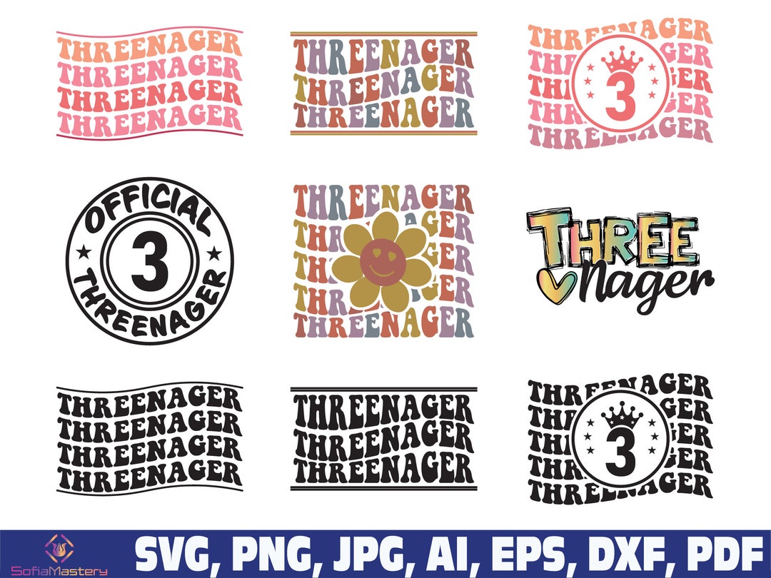 Threenager Svg, Threenager Png Third Birthday Svg, Wavy Stacked Vintage Svg Png, Birthday Girl ...