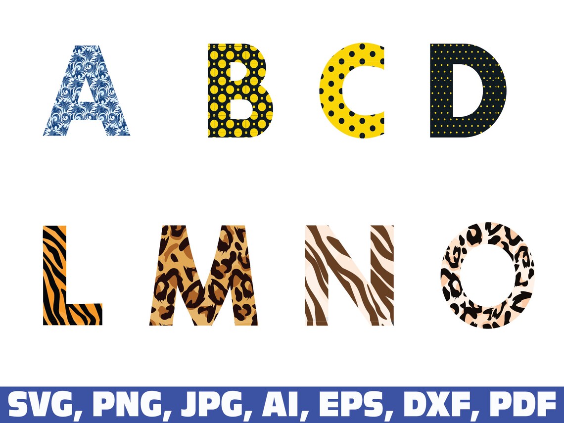 Animal Pattern Monogram Svg Split Monogram Alphabet SVG - Etsy