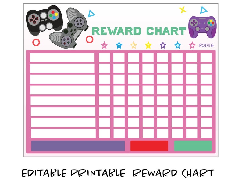 Editable Video Games Reward Chart Printable Reward Chart - Etsy