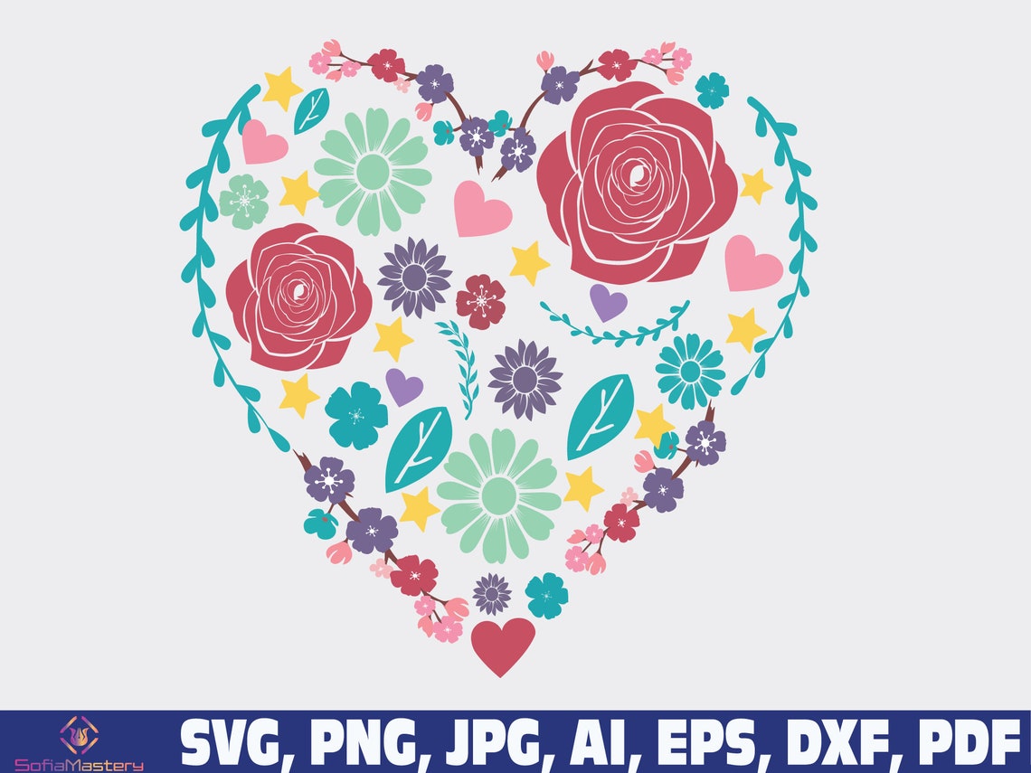 Floral Heart SVG Flower Heart Svg Png Heart Svg Cute Heart - Etsy