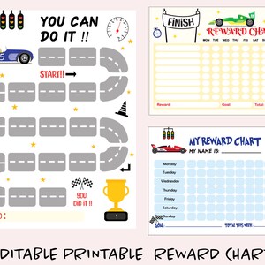 Editable Race Car Games Reward Chart, Printable Reward Chart, Chore ...
