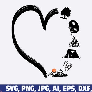 Camping Heart Svg Png, Camping Svg, Heart Svg, Love to Camp, Camper Svg ...