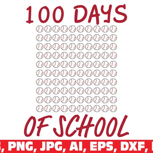 100 Days of School Baseball Svg 100 Day Smater Svg Schooling - Etsy