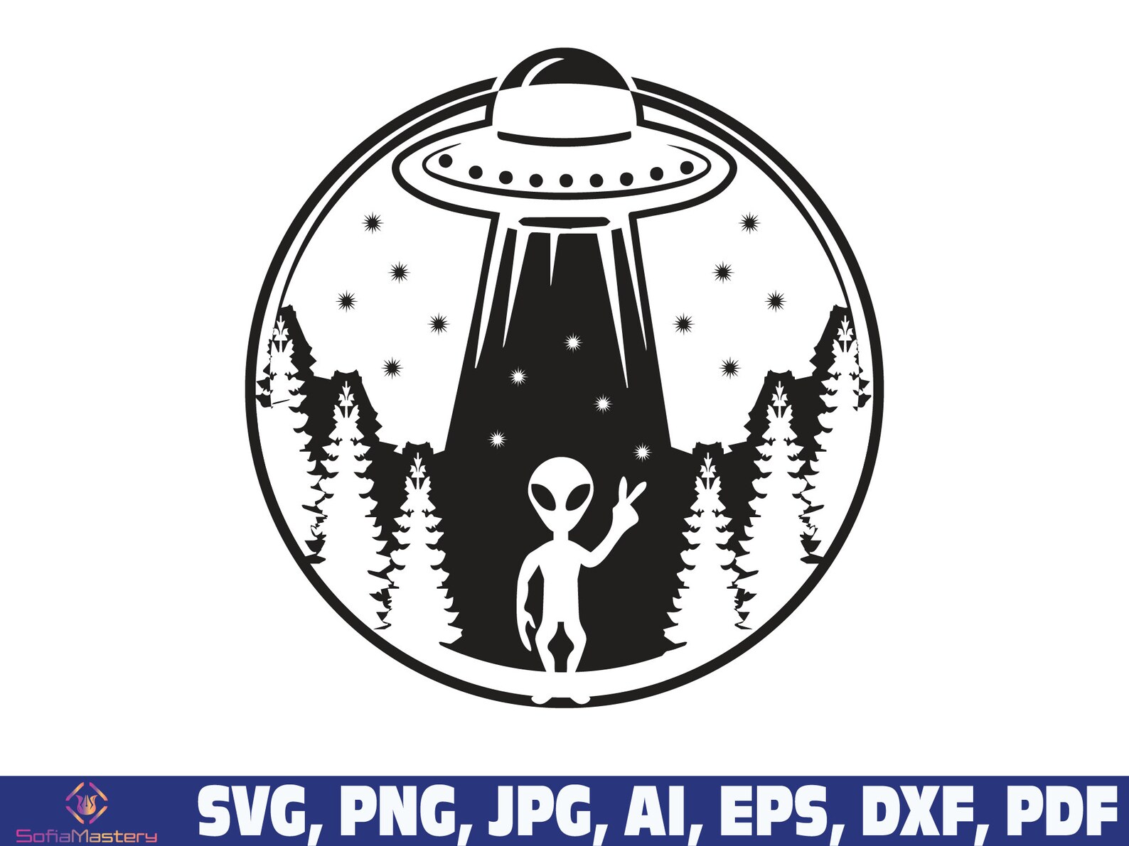 Alien Under the Moon Svg Alien Svg Big Foot Svg UFO Svg - Etsy