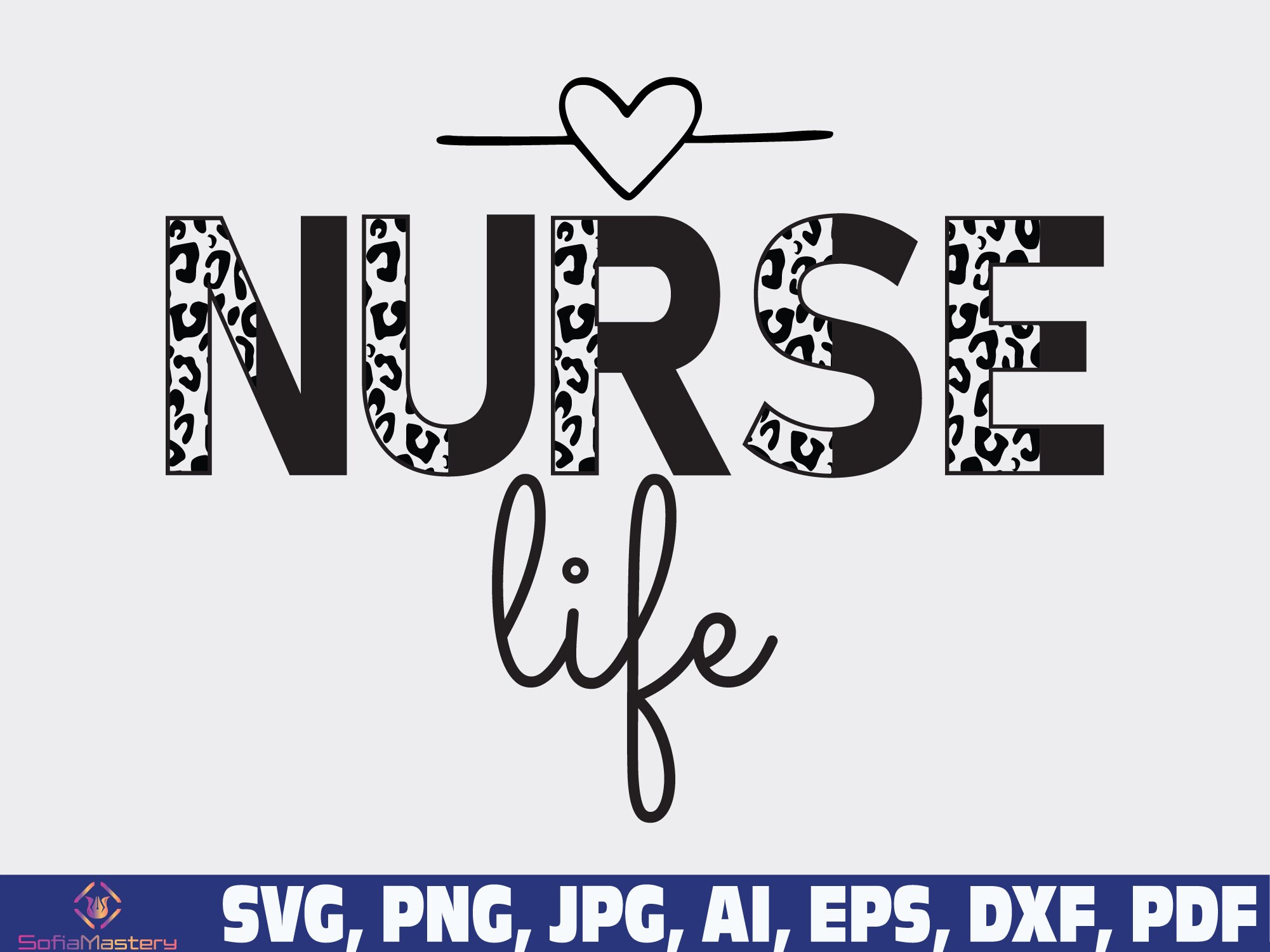 Nurse life SVG png half leopard nurse life svg png Nurse | Etsy