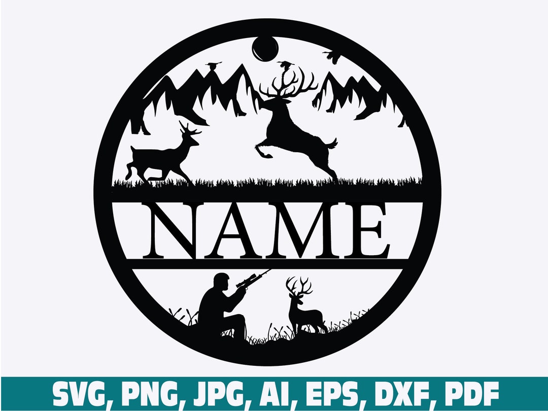 Hirsch Jagd Name SVG dxf, Jäger svg, Jagd svg, Hirsch svg, Hirsch svg ...