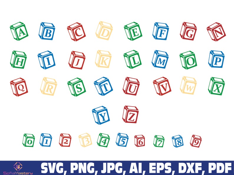 Block Alphabet Svg Block Font Svg BUILDING BLOCKS SVG Block - Etsy