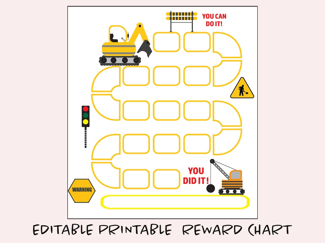 Editable Construction Reward Chart, Printable Reward Chart, Chore Chart ...