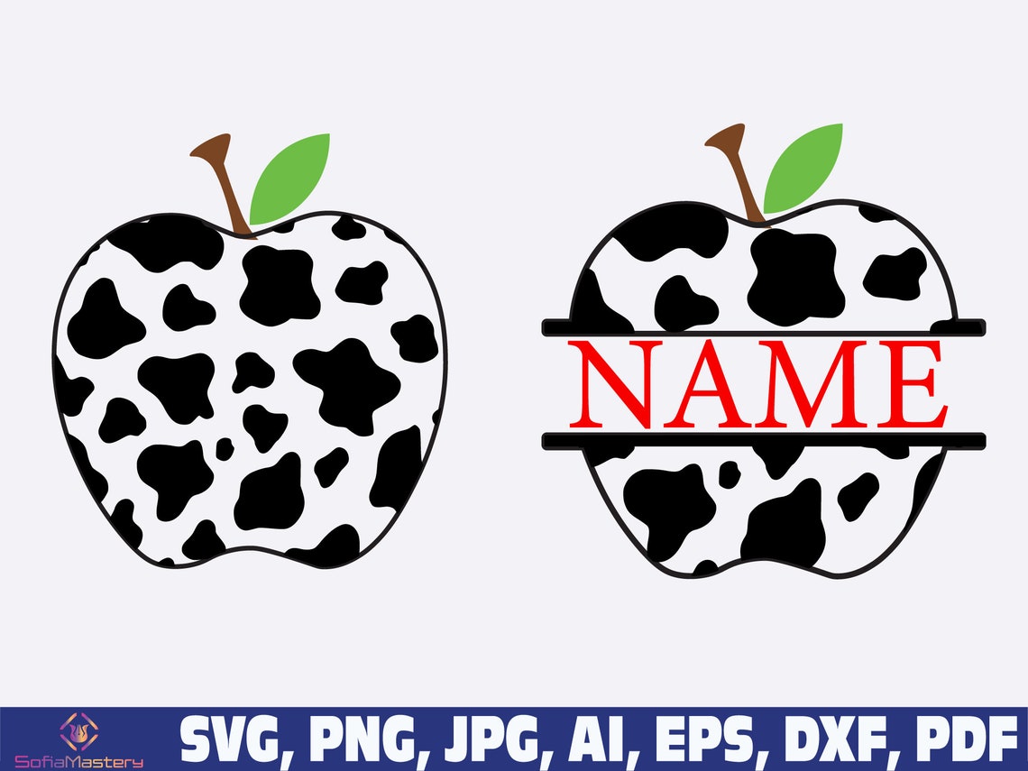 Apple Split Monogram Svg Apple Svg Teacher Svg School Svg | Etsy