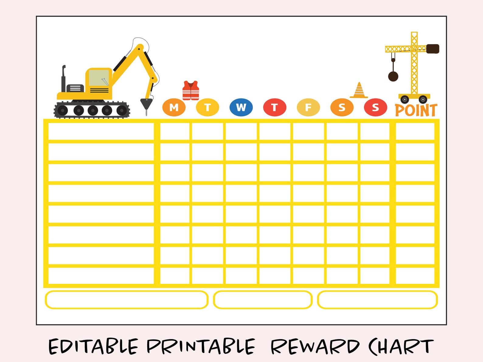 Editable Construction Reward Chart Printable Reward Chart - Etsy