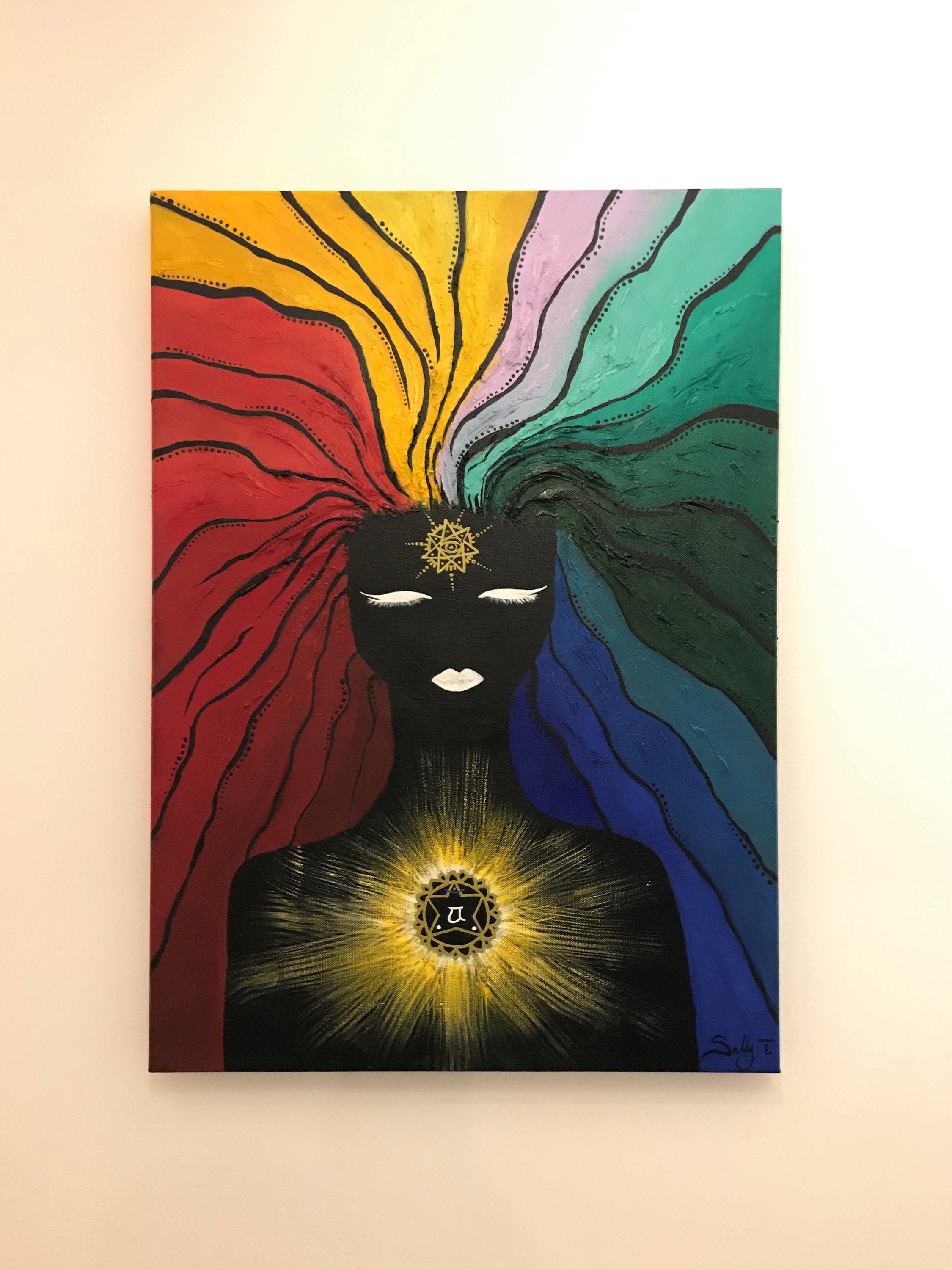 Colourful Textured Spiritual Painting on Canvas – Original Mystical ...