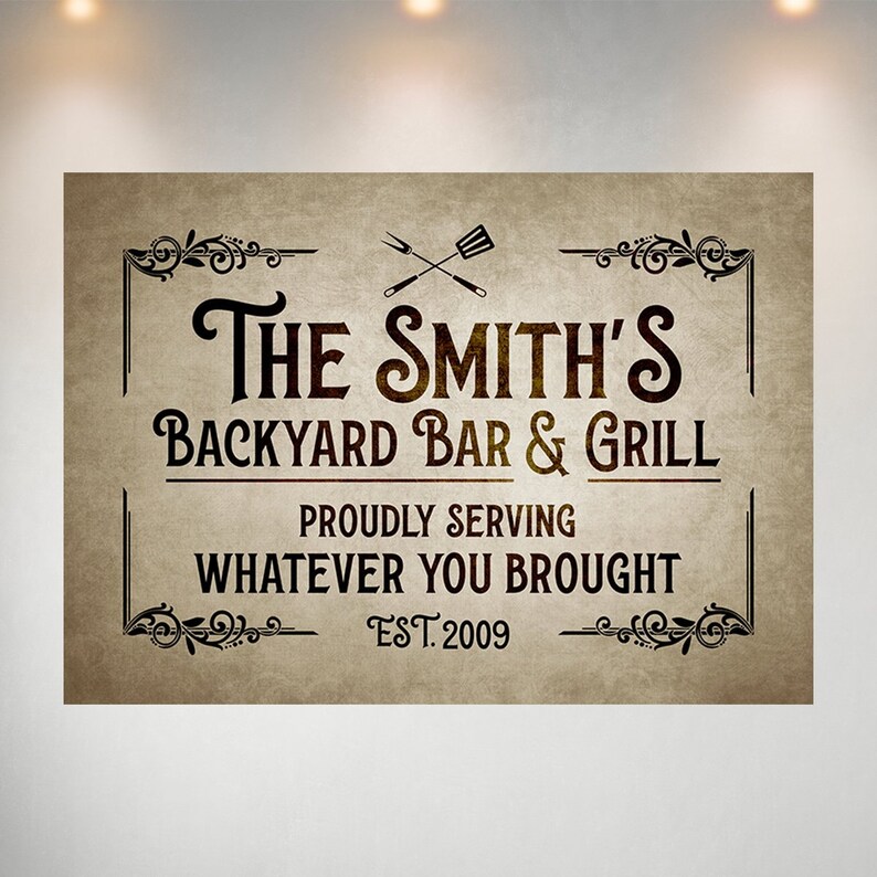 Backyard Bar & Grill Name Premium Photo Print - Etsy