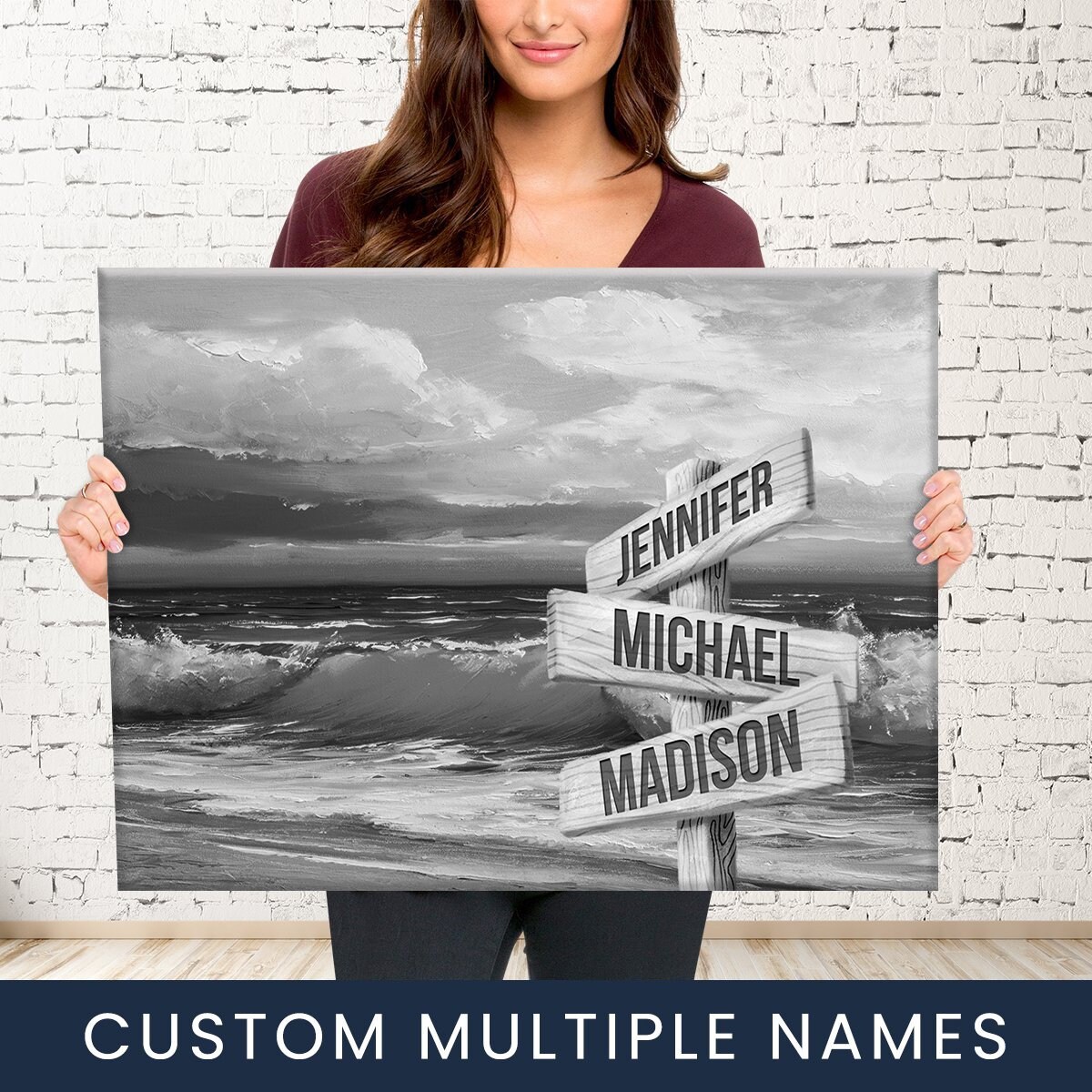 Beach Oil Painting Multi-names Premium Canvas - Etsy