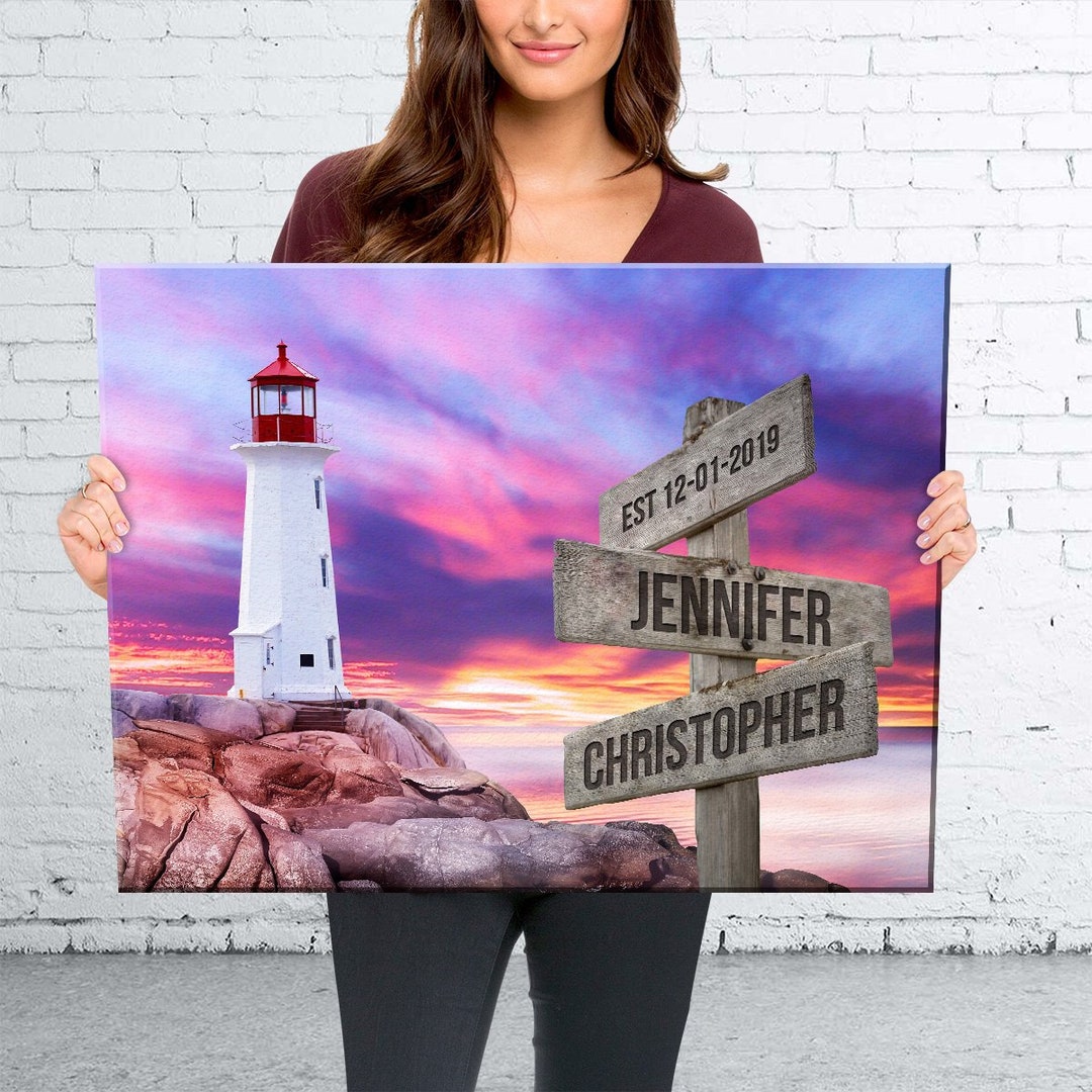 Lighthouse Sunset Color Names Premium Canvas - Etsy